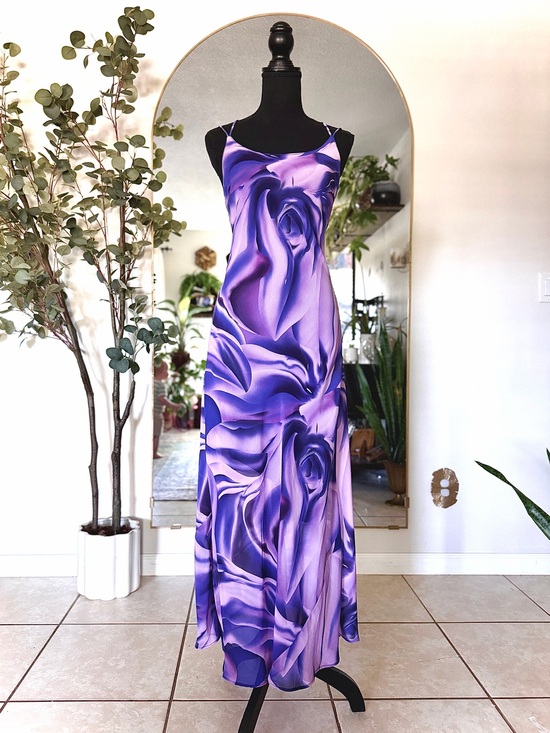 Vintage | Dresses | Rare Vintage 9s Violet Bloom Ethereal Slip Dress ...